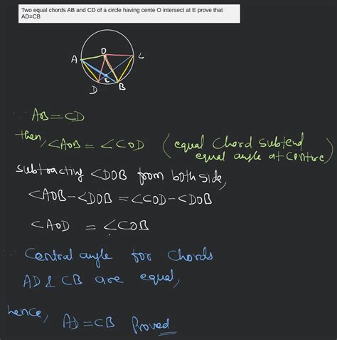 Two Equal Chords AB And CD Of A Circle Having Cente O Intersect At E Prov