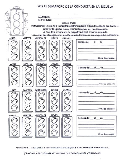 Semáforo De Conducta Escolar Pdf