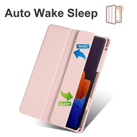 For Samsung Galaxy Tab S7 Acrylic 3 Folding Smart Leather Tablet Case Ice Pink Alexnld Com