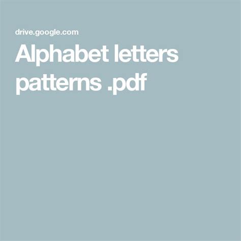 Alphabet Letters Patterns Pdf Lettering Alphabet Letter Patterns
