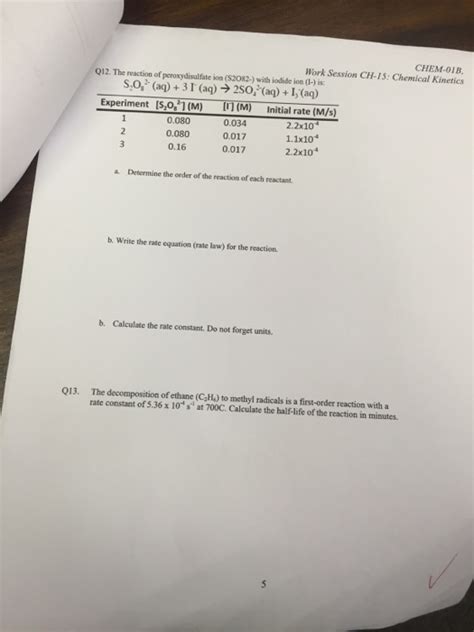 Solved Determine The Order Of The Reaction Of Each Reactant Chegg Com
