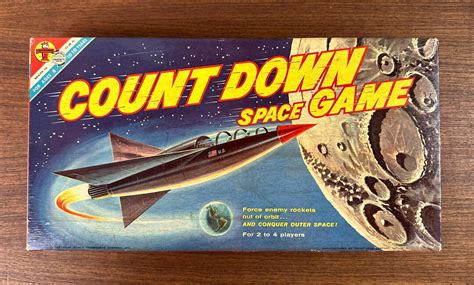 Vintage 1960 Count Down Space Game Complete One Blue Ship Pawn Is A