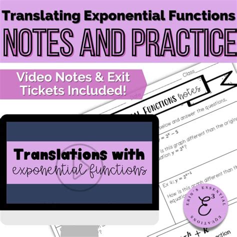 Translating Exponential Functions Notes And Practice Tpt