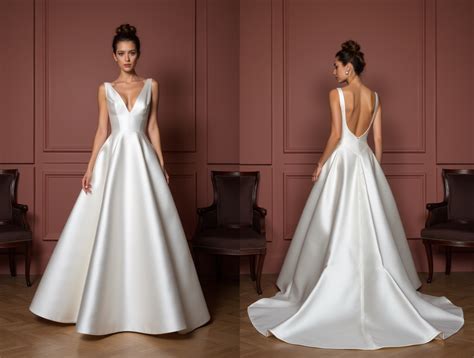 Classic A Line Wedding Dress With A Satin Train For A Polished Look