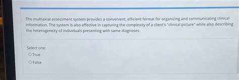 Solved The Multiaxial Assessment System Provides A