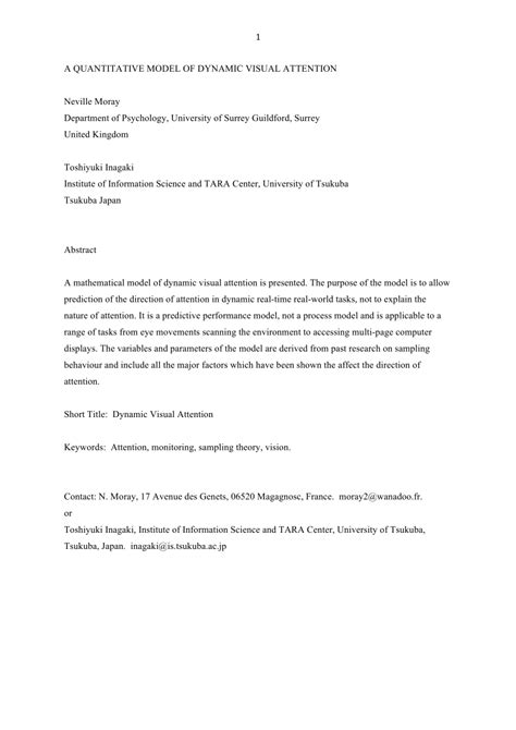 Pdf A Quantitative Model Of Dynamic Visual Attention