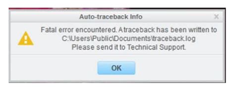 Another Fatal Error Encounterd Traceback Has B PTC Community