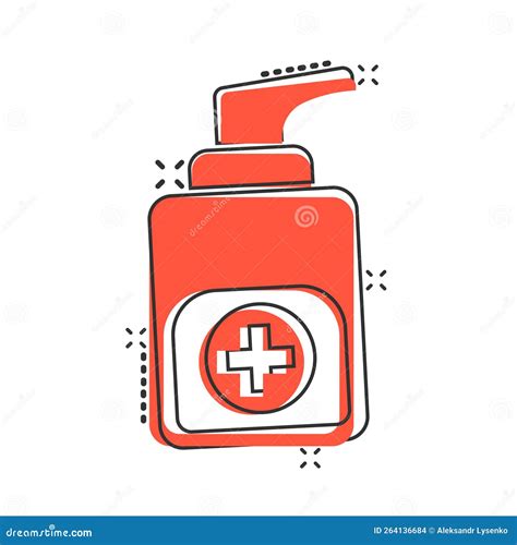 Hand Sanitizer Icon In Comic Style Antiseptic Bottle Cartoon Vector Illustration On Isolated