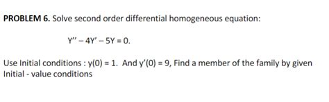 Solved Problem 6 Solve Second Order Differential