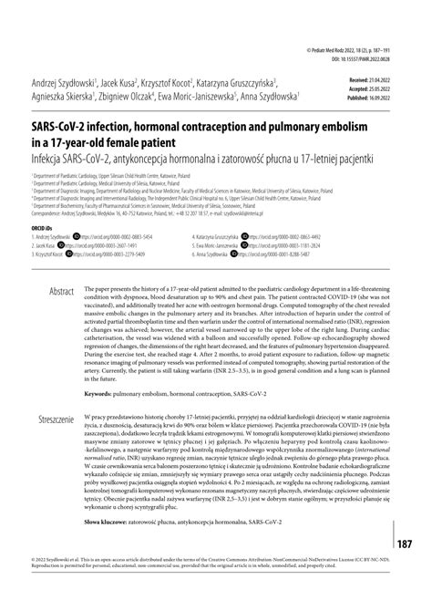 Pdf Sars Cov 2 Infection Hormonal Contraception And Pulmonary