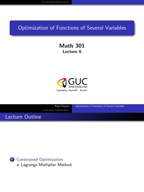 Lecture 6 Optimization Of Functions Of Several Variables Pdf Mathematical Optimization