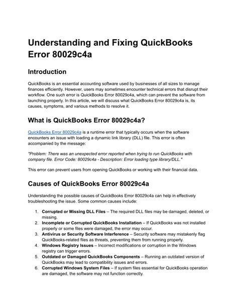ppt understanding and fixing quickbooks error 80029c4a powerpoint