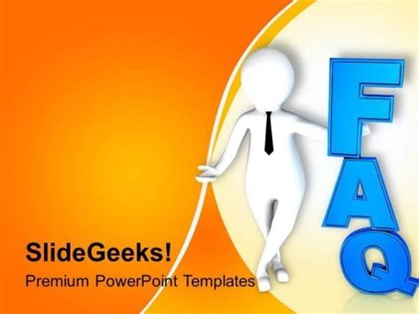 D Man With Faq Text PowerPoint Templates Ppt Backgrounds For Slides