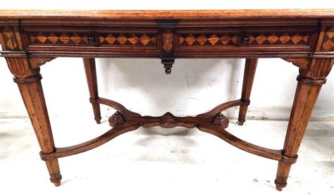 Antique Library Dining Table English 4 Drawer W Glass Top For Sale At 1stdibs