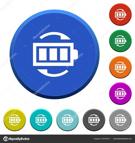 Rechargeable Battery Color Beveled Buttons Smooth Surfaces Flat White Icons Stock Vector By