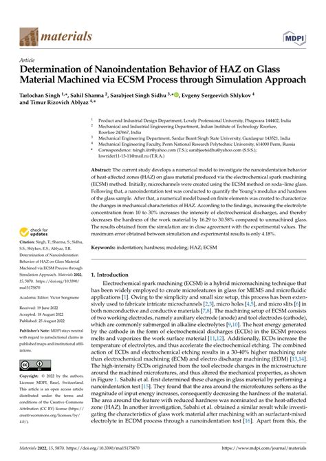 Pdf Determination Of Nanoindentation Behavior Of Haz On Glass
