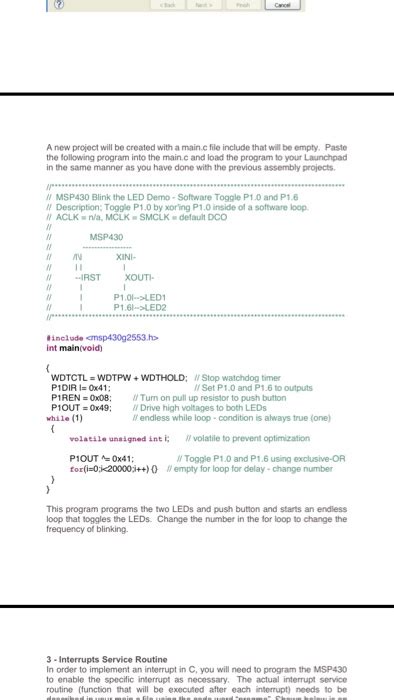 Solved 2 Introduction To C With The Msp430 Ti Has