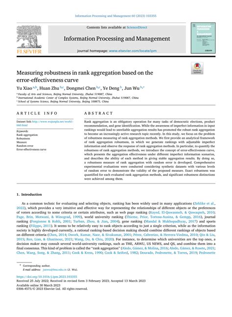 Pdf Information Processing And Management Measuring Robustness In