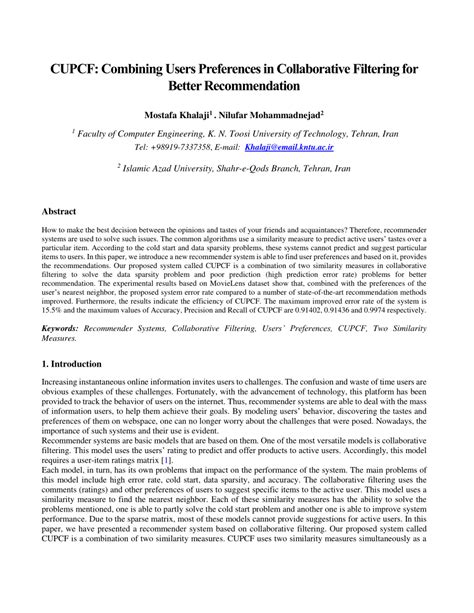 Pdf Cupcf Combining Users Preferences In Collaborative Filtering For