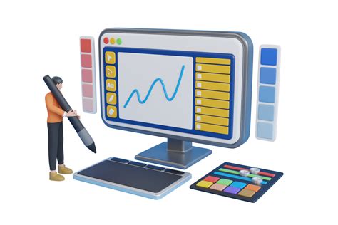 3d Digital Designers Drawing With Pen On Computer Monitor Man Working With Graphic Editor