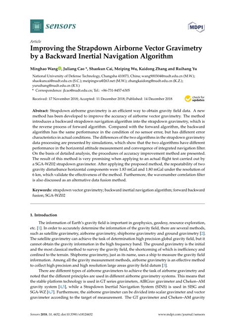 Pdf Improving The Strapdown Airborne Vector Gravimetry By A Backward