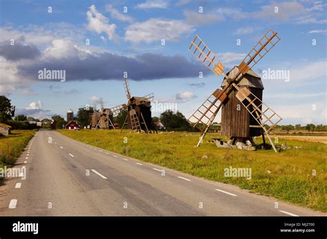Windmills Of The Class Post Mills At Lerkaka Along Side The Road