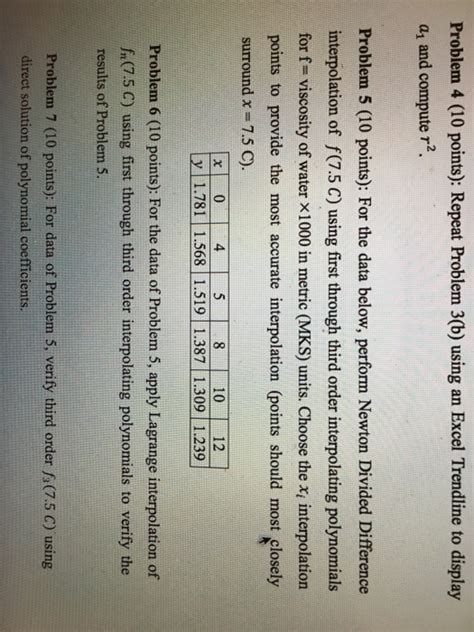 Solved Problem 6 10 Points For The Data Of Problem 5 Chegg Com