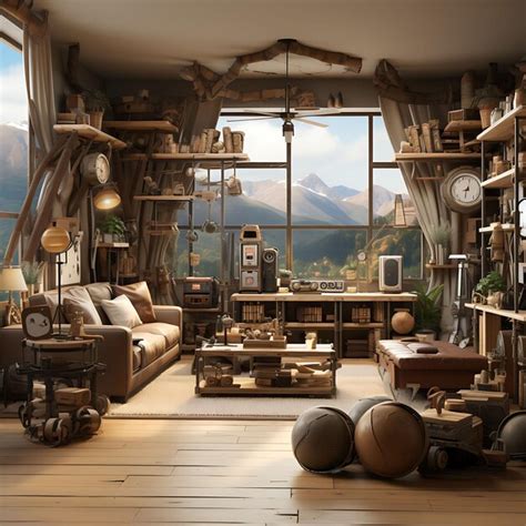 Premium Ai Image Open World Game Room Unisex With Map Displays