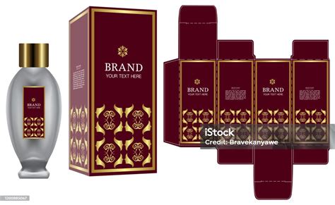 포장 디자인 빨간색과 금 색 고급 상자 템플릿 및 모형 상자 화장품 용기에 라벨 일러스트 벡터 개념에 대한 스톡 벡터 아트 및 기타 이미지 Istock