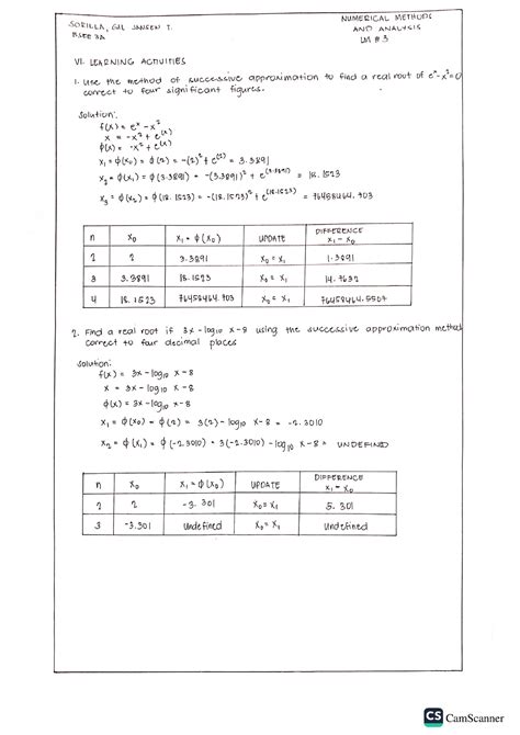 Numerical Methods LA Numerical Methods Learning Activities Studocu