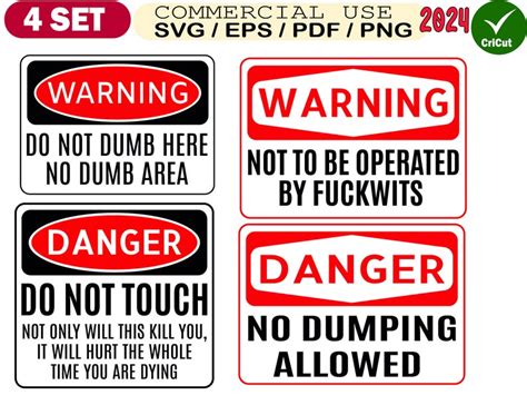 Funny Warning Sign SVG Sarcastic Quote Signs Bundle Danger And Warning SVG Set Cricut Project