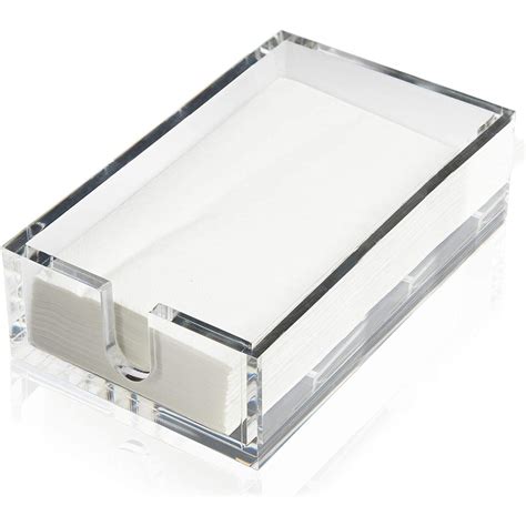Clear Acrylic Napkin Holder With 50 Pack Plain White Napkins 8mm Thick