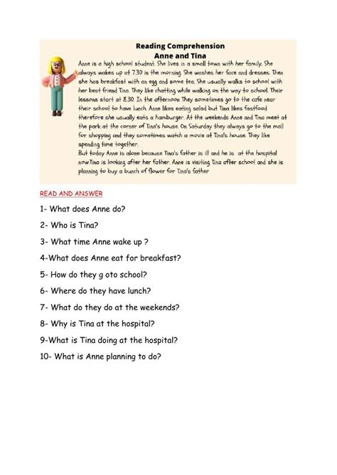 Reading Comprehension A2 Worksheet