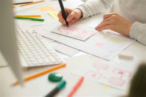 Premium Photo Website Designer Creates A Sketch Application Developing A Project Drawing An