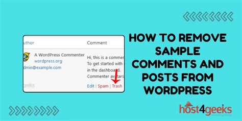 how to remove sample comments and posts from wordpress host4geeks llc