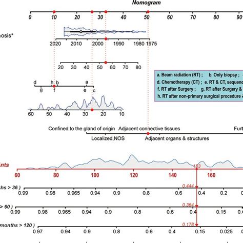 nomogram predicting 36 60 and 120 month cancer specific survival