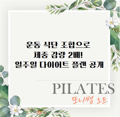 운동 식단 조합으로 체중 감량 2배 일주일 다이어트 플랜 공개