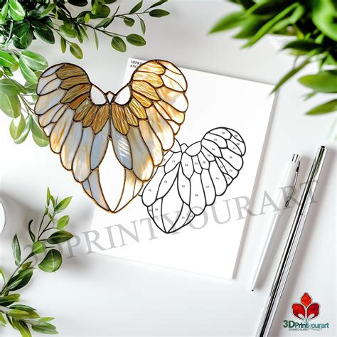 Digital Download Stained Glass Angel Wings Pattern Festive Suncatcher