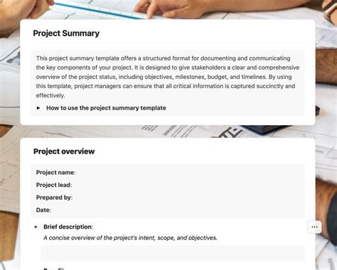 Project Summary Free Craft Template