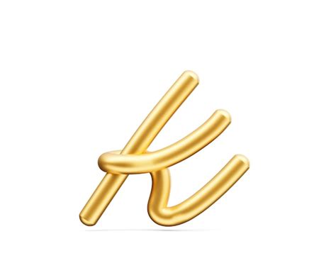 Premium Photo 3d Golden Shiny Small Letter K Alphabet K Rounded