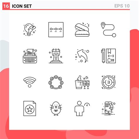 Pack Of 16 Creative Outlines Of Speech Pedestal Food Writer Type Editable Vector Design Elements