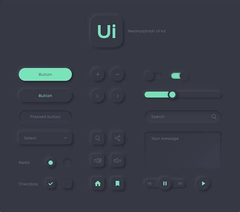 Premium Vector Neomorphic Ui Kit Black Neomorphism Style Design Elements