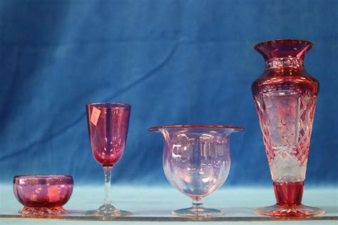 Lot 4 Pieces Of Ruby Glass