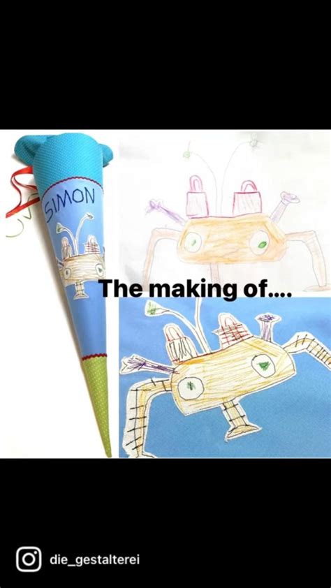 Schultüte Mit Einer Kinderzeichnung Selbst Gestaltet The Making Of Kinder Zeichnungen