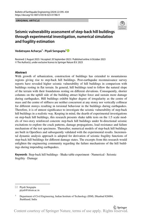 Seismic Vulnerability Assessment Of Step Back Hill Buildings Through