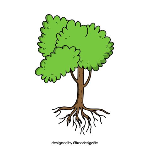 Green Tree With Roots Drawing Clipart Free Download