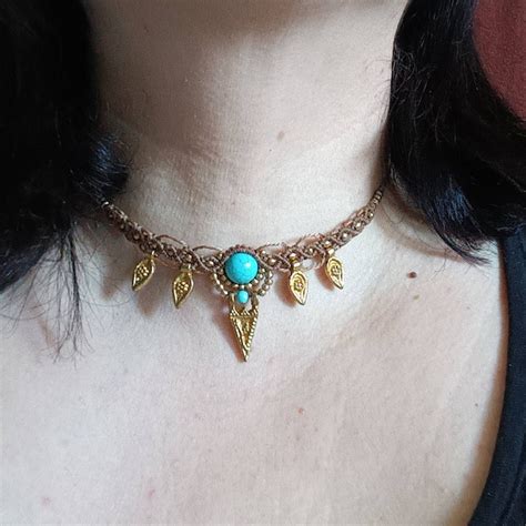 Goddess Macrame Tiara Stone Tiara Crown Tigers Eye Macrame Tiara Crown Boho Macrame Tiara