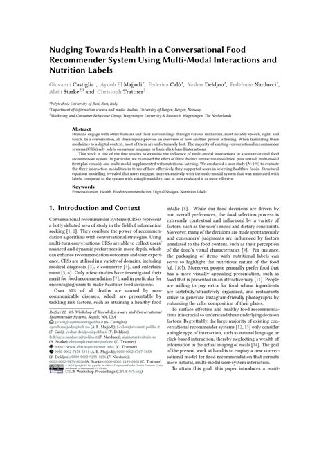 Pdf Nudging Towards Health In A Conversational Food Recommender System Using Multi Modal