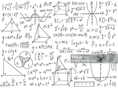 Sketch Math Symbols Equations And Formulas And Graphics Hand Written