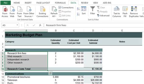 Adding Groups And Outlines Manually In Microsoft Excel 2010